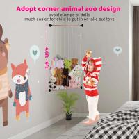 China Stuffed Animal Zoo Wooden Storage Shelf Simple Design Custom Size Eco-friendly Wood for sale