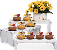 China Home Decor and Gifts Functional Design 3-Tier Wood Brass Cupcake Dessert Display Riser for sale