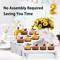 China Home Decor and Gifts Functional Design 3-Tier Wood Brass Cupcake Dessert Display Riser for sale