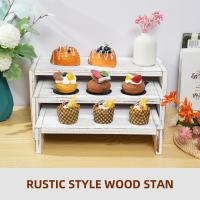 China Home Decor and Gifts Functional Design 3-Tier Wood Brass Cupcake Dessert Display Riser for sale