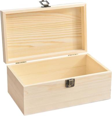 China 10.6 x 8 x 5.7 Inch Wooden Storage Box with Hinged Lid Customized Logo Acceptable for sale