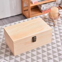 China 10.6 x 8 x 5.7 Inch Wooden Storage Box with Hinged Lid Customized Logo Acceptable for sale