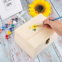 China 10.6 x 8 x 5.7 Inch Wooden Storage Box with Hinged Lid Customized Logo Acceptable for sale