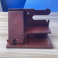 China Laser Engraved Wooden Lazy Holder Custom Cell Phone Stand with Phonestand and Pen Slot for sale
