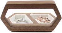 China Handmade Couple Rings Box with White Velvet Transparent Lid and Burned Printing for sale