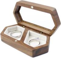 China Handmade Couple Rings Box with White Velvet Transparent Lid and Burned Printing for sale