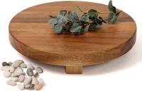China Acacia Wood Riser Round Pedestal Riser Board Wood Pedestal Stand for Kitchen Display for sale