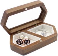 China Handmade Couple Rings Box with White Velvet Transparent Lid and Burned Printing for sale