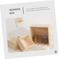 China Wooden Box Desktop Accessories Case Decorative Wood Treasure Clear Lid Small Display for sale