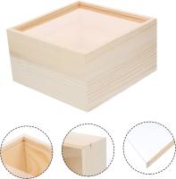 China Wooden Box Desktop Accessories Case Decorative Wood Treasure Clear Lid Small Display for sale