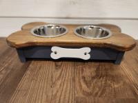 China 202406 Personalized Name Tag Small Wooden Dog Feeder for Pet Dinner Free Sample Charge for sale