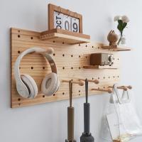 China Living Room Furniture Storage Wooden Display Panel Kits 2 Pieces Pegboard Display Stand for sale