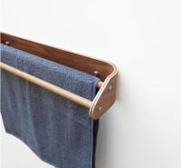 China Custom Wooden Double Towel Bar Modern Bath Towel Rack with Wall Mounted Wooden Shelf for sale