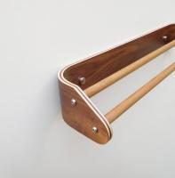 China Custom Wooden Double Towel Bar Modern Bath Towel Rack with Wall Mounted Wooden Shelf for sale