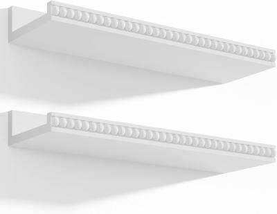 China Wooden Beads and Lip Design Floating Shelves Set of 2 Modern White for Multifunction for sale