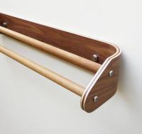 China Custom Wooden Double Towel Bar Modern Bath Towel Rack with Wall Mounted Wooden Shelf for sale
