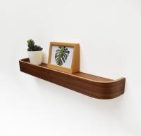 China Modern Rounded Edge Wood Shelves OEM Curved Walnut Floating Ledge Shelf for Home for sale