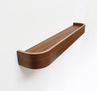 China Modern Rounded Edge Wood Shelves OEM Curved Walnut Floating Ledge Shelf for Home for sale