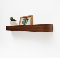 China Modern Rounded Edge Wood Shelves OEM Curved Walnut Floating Ledge Shelf for Home for sale
