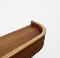 China Modern Rounded Edge Wood Shelves OEM Curved Walnut Floating Ledge Shelf for Home for sale