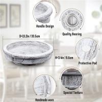 China Customizable 13 Inch Wooden Round Tray with Distressed Finish and Lazy Susan Turntable for sale