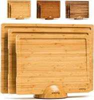 China Set of 3 Wooden Bamboo Cutting Board Set with Holder Enhance Your Cooking Experience for sale