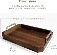 China Kitchen Restaurant Wooden Serving Tray with Gold Polished Metal Handles Walnut for sale