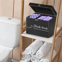 China Shark Week Tampon Storage Box with Tray Lid Wood Carved Feminine Product Organizer for sale