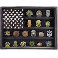 China Government Military Challenge Coin Rack Display with Wooden American Flag Wall Decor for sale