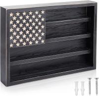 China Government Military Challenge Coin Rack Display with Wooden American Flag Wall Decor for sale