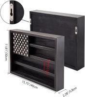 China Government Military Challenge Coin Rack Display with Wooden American Flag Wall Decor for sale