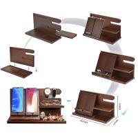 China Customized Logo Wooden Phone Stand Organizer for Men Wallet Watch Docking Station for sale