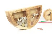 China Personalized Wooden Piggy Bank MINE YOURS Design Save Money in a Fun and Creative Way for sale