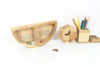 China Personalized Wooden Piggy Bank MINE YOURS Design Save Money in a Fun and Creative Way for sale