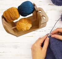 China Wood Yarn Holder Double Revolving for Crochet Knitting Handmade Yarn Ball Dispenser for sale