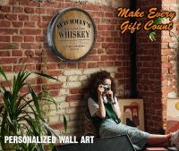 China Varnishing Printing Handling Wooden Barrel Wall Decoration Bar Sign for Wine and Beer for sale