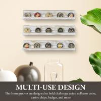 China Wall Mounted White Washed Solid Wood Challenge Coin Holder Three-layer Wood Handicraft for sale