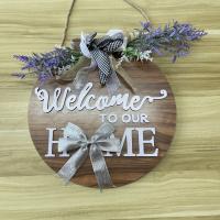China Wooden Front Door Welcome Wall Sign Plaque for Home Decoration Custom Round Shape for sale
