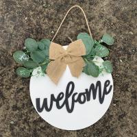 China Wooden Front Door Welcome Wall Sign Plaque for Home Decoration Custom Round Shape for sale