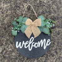 China Wooden Front Door Welcome Wall Sign Plaque for Home Decoration Custom Round Shape for sale