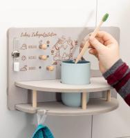 China Love Theme Children Tooth Brushing Station with Wooden Framed Mirror and Space-saving for sale