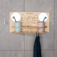 China Love Theme Children Tooth Brushing Station with Wooden Framed Mirror and Space-saving for sale