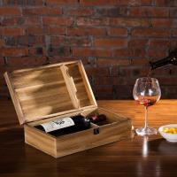 China Environmental Rustic Torched Wood Double Bottle Wine Gift Boxes With Lid Customizable for sale