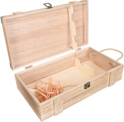 China Handmade Pine Wood Wine Box With Lid For Custom Size Decorative Empty Containers for sale
