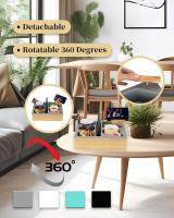 China Rotatable Phone Holder Wooden Silicone Bamboo Couch Cup Holder Tray Organizer for Bed Snacks Customized Logo Acceptable for sale
