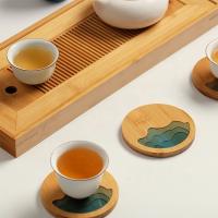China 10Cm Live Edge Bamboo Square Resin Wooden Epoxy Wood Coaster Resin River Blue Emerald for sale