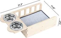 China Modern Design Style Wall Mounted Wood Cat Feeder Shelf With Two Bowls Custom Service for sale