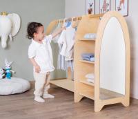 China Home Furniture Montessori Kids Clothing Rack Wardrobe with Mirror and High Quantity for sale