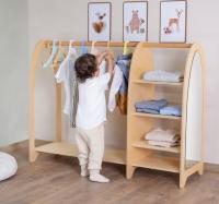 China Home Furniture Montessori Kids Clothing Rack Wardrobe with Mirror and High Quantity for sale