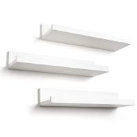 China Floating Shelf in White Composite Wood Wall Mounted Storage Shelves for Living Room for sale